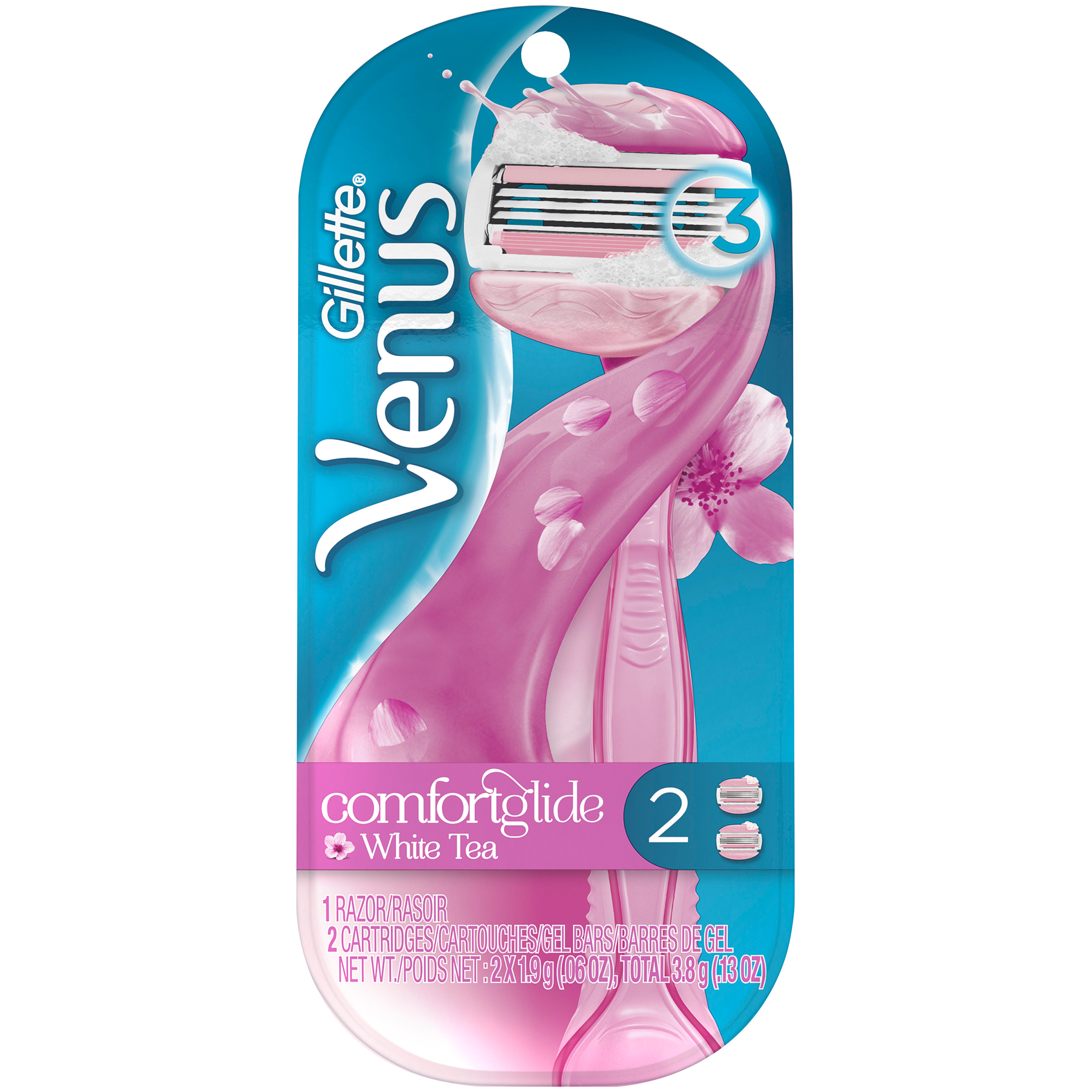 Gillette Venus Spa Breeze Razor/Cartridges, Scent of White Tea, 1 set