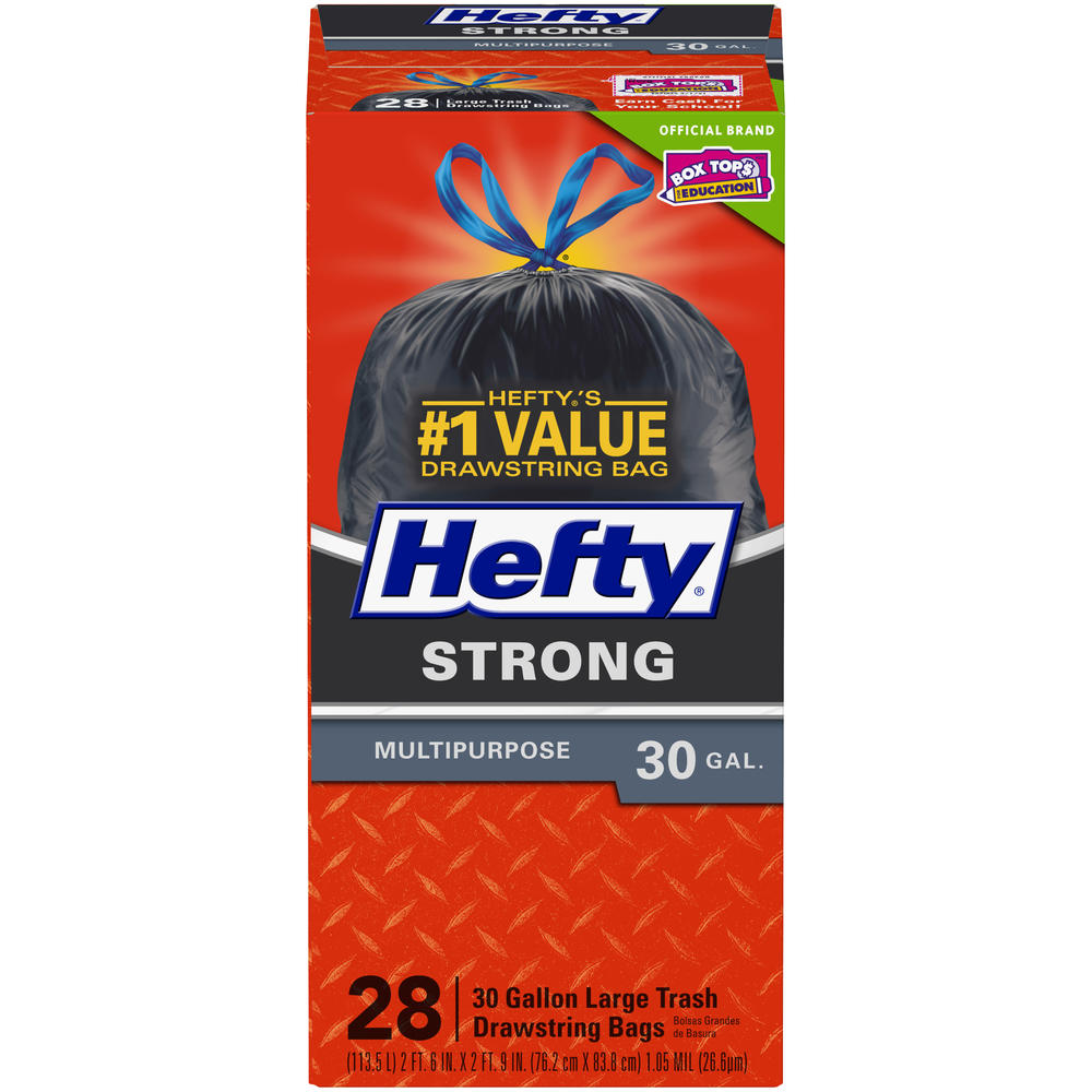 Hefty Cinch Sak Large Trash Bags, Drawstring, 30 Gallon, 28 bags