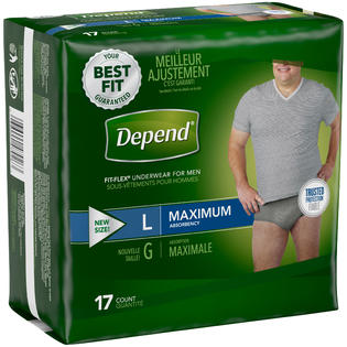 Depend FIT-FLEX Incontinence Underwear for Men, Maximum Absorbency, L ...