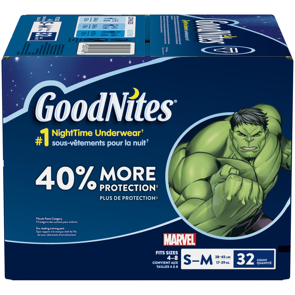 Huggies GoodNites Bedtime Bedwetting Underwear for Boys, S-M, 32 Ct ...