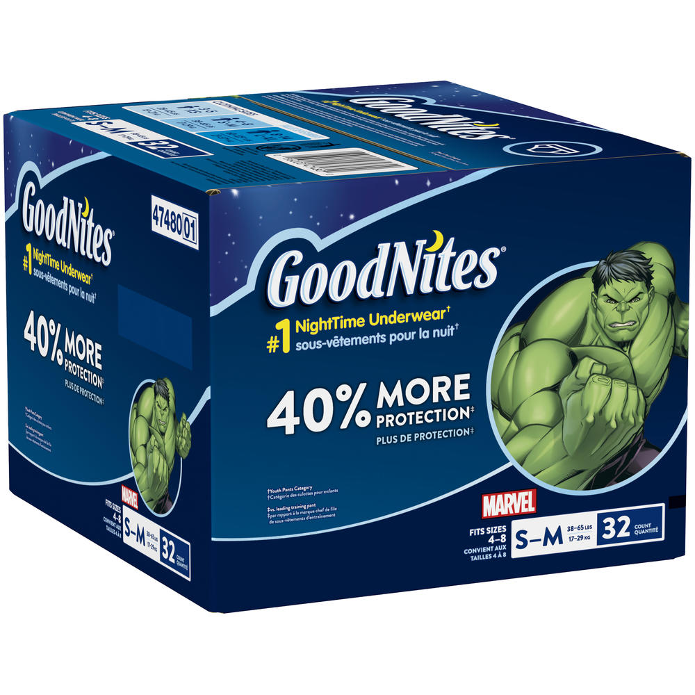 Huggies GoodNites Bedtime Bedwetting Underwear for Boys, S-M, 32 Ct ...