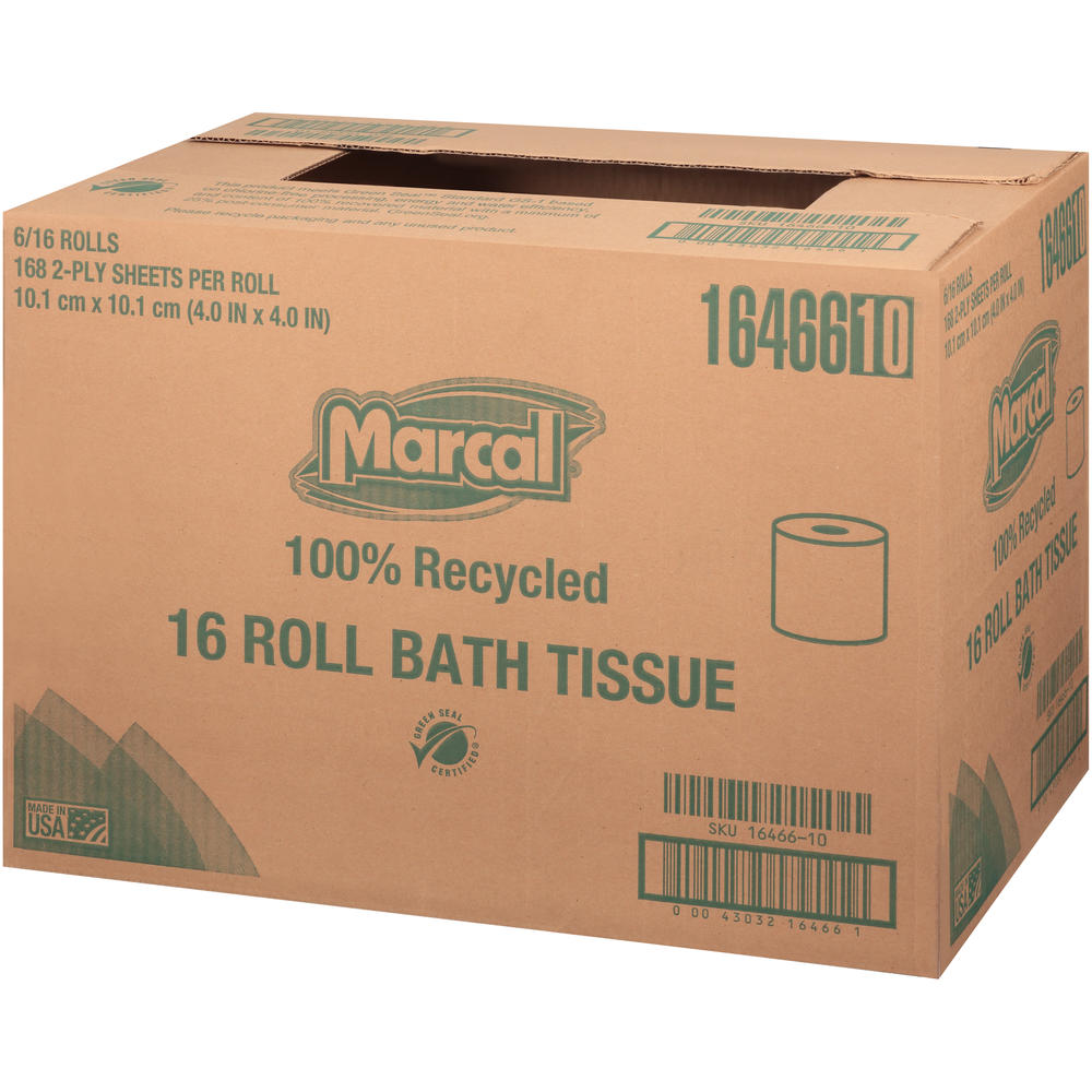 Marcal Bathroom Tissue, 168 Sheets/Roll, 96 Rolls/Carton
