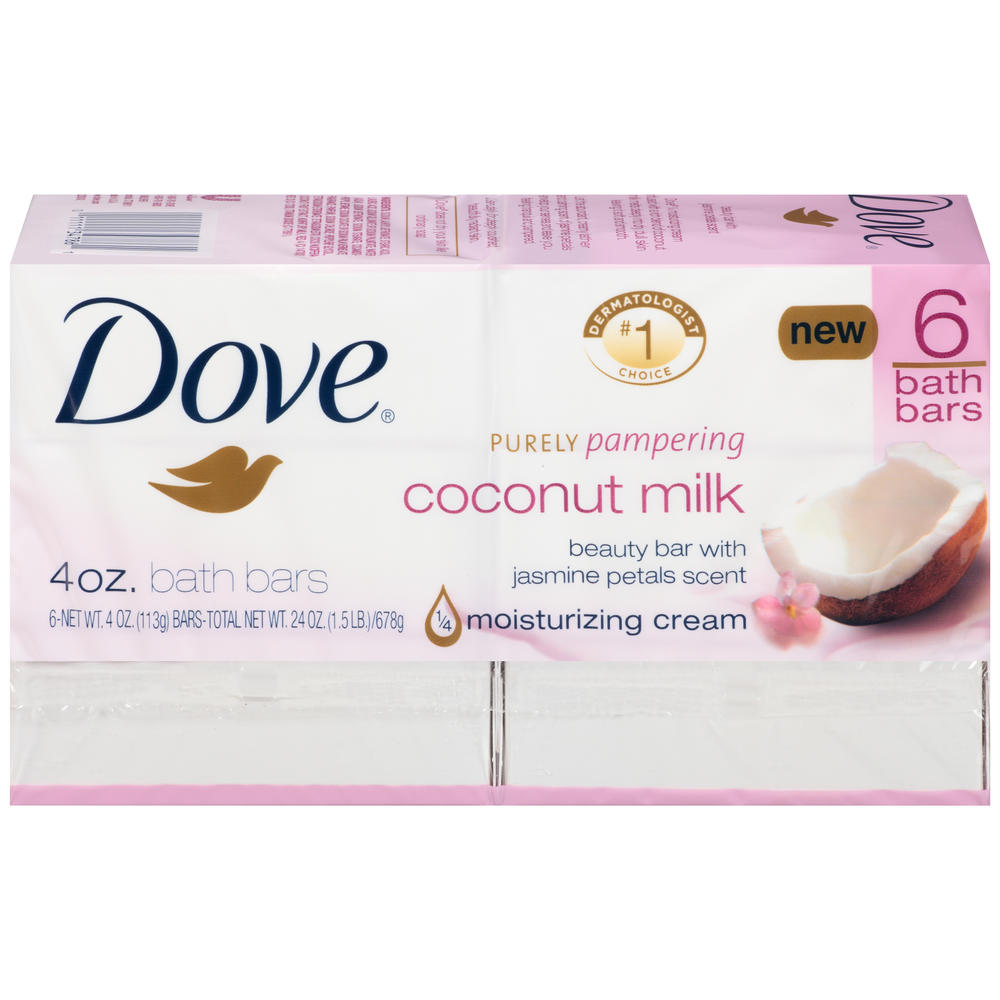 Dove Coconut Milk Beauty Bar 4 oz, 6 Bar