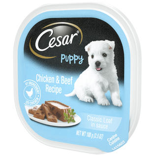 Cesar Food for Puppies, with Chicken & Beef in Meaty Juices, 3.5 oz (100 g)