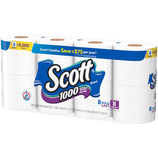 Scott 1000 Sheet Toilet Paper 8 ct Pack