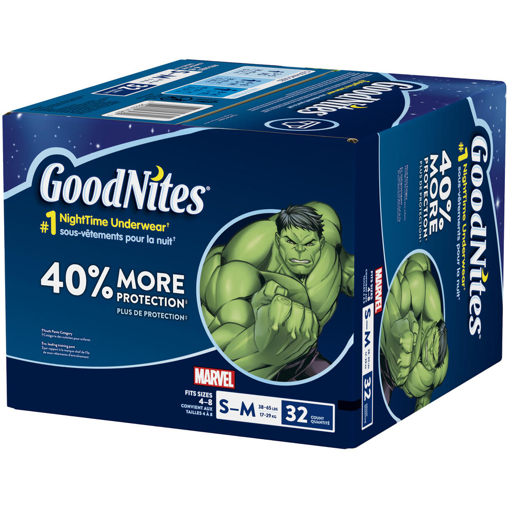 Huggies GoodNites Bedtime Bedwetting Underwear for Boys, S-M, 32 Ct ...