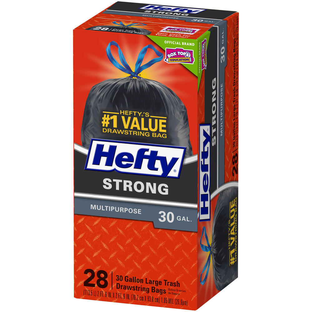 Hefty Cinch Sak Large Trash Bags, Drawstring, 30 Gallon, 28 bags