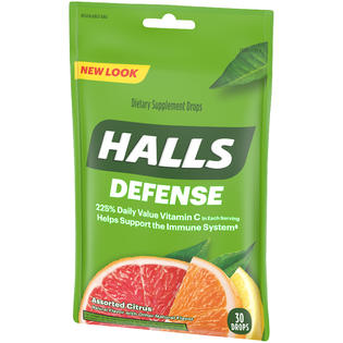 Halls Defense Vitamin C Supplement Drops, Assorted Citrus, 30 drops