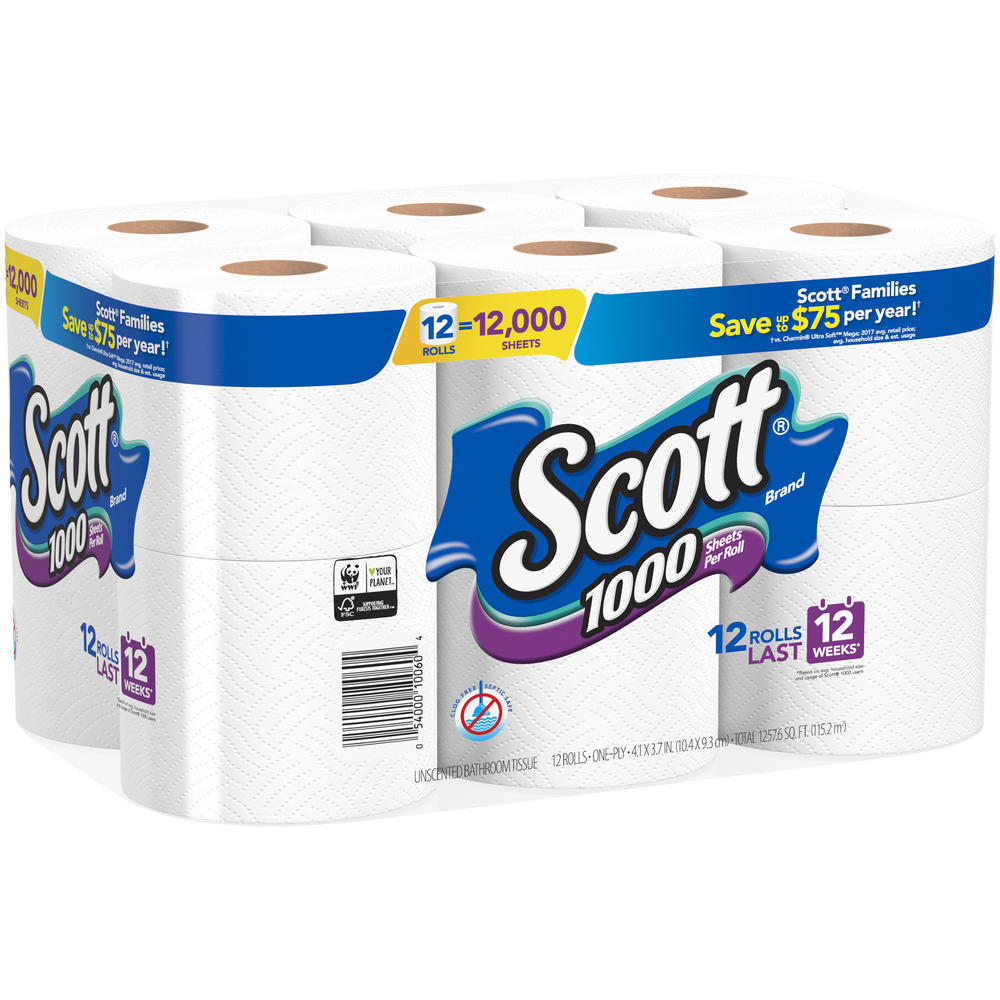 Scott 1000 Tissue, 12 rolls