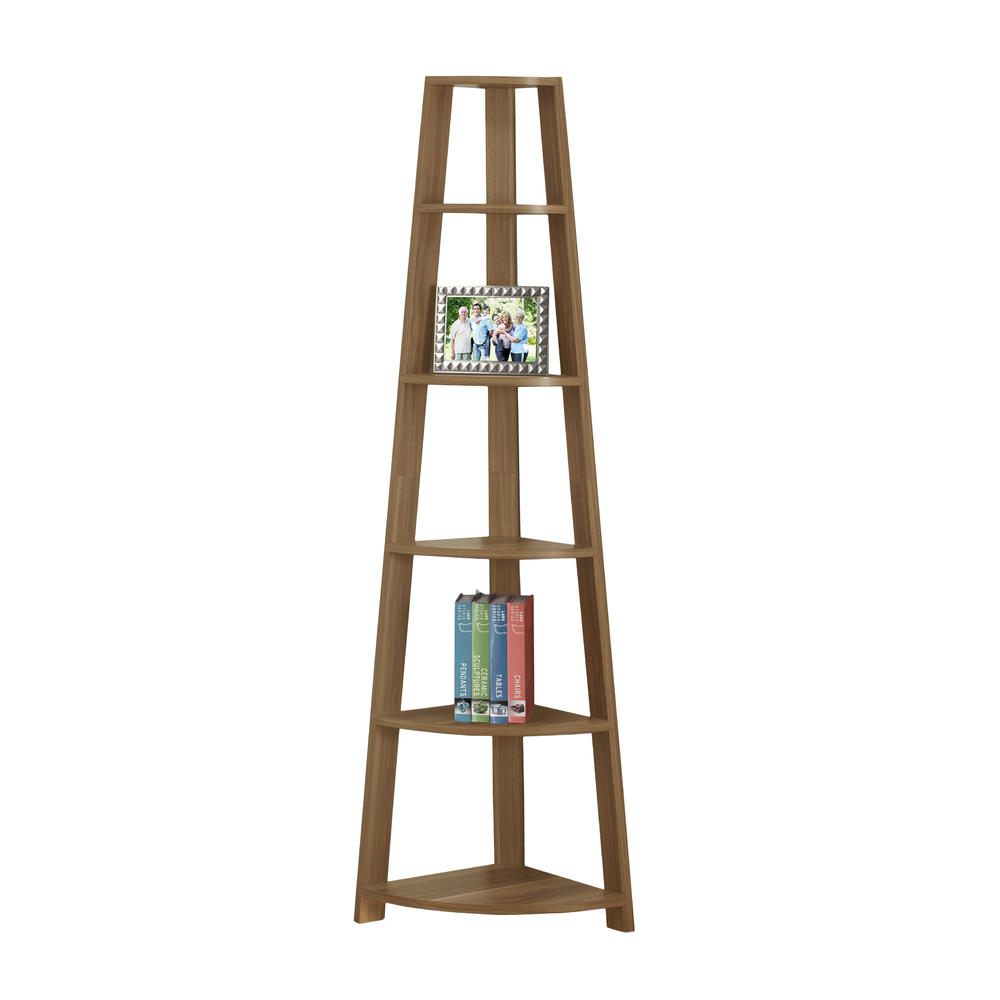 Monarch Specialties Bookcase - 72"H / Walnut Corner Etagere