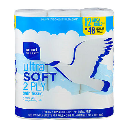 Smart Sense Smart Sense Bath Tissue Ultra Soft 12 CT, 2 Pack Bundle ...