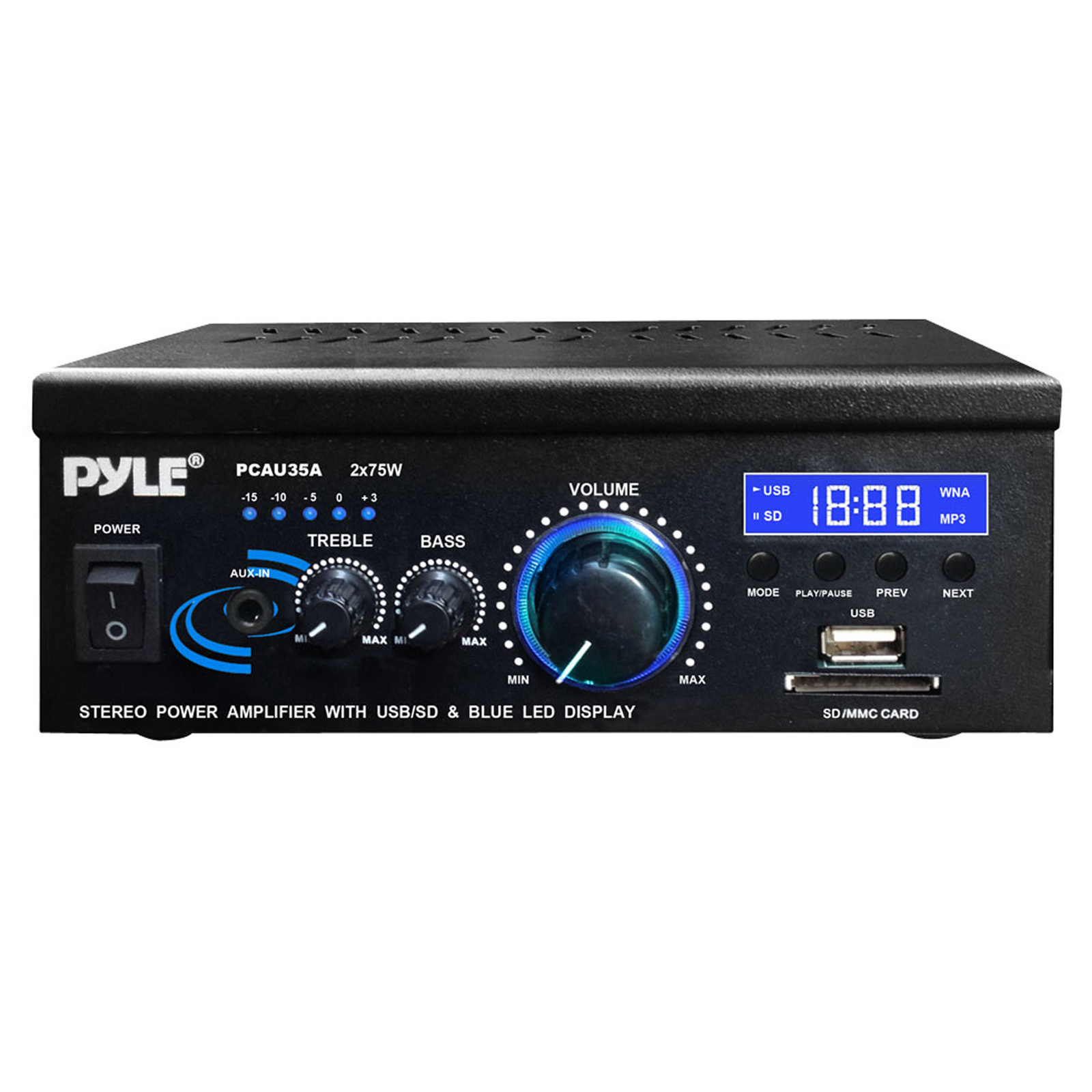 Pyle 97082884M Mini 2x75 Watt Stereo Power Amplifier USB/SD/MMC Card ...