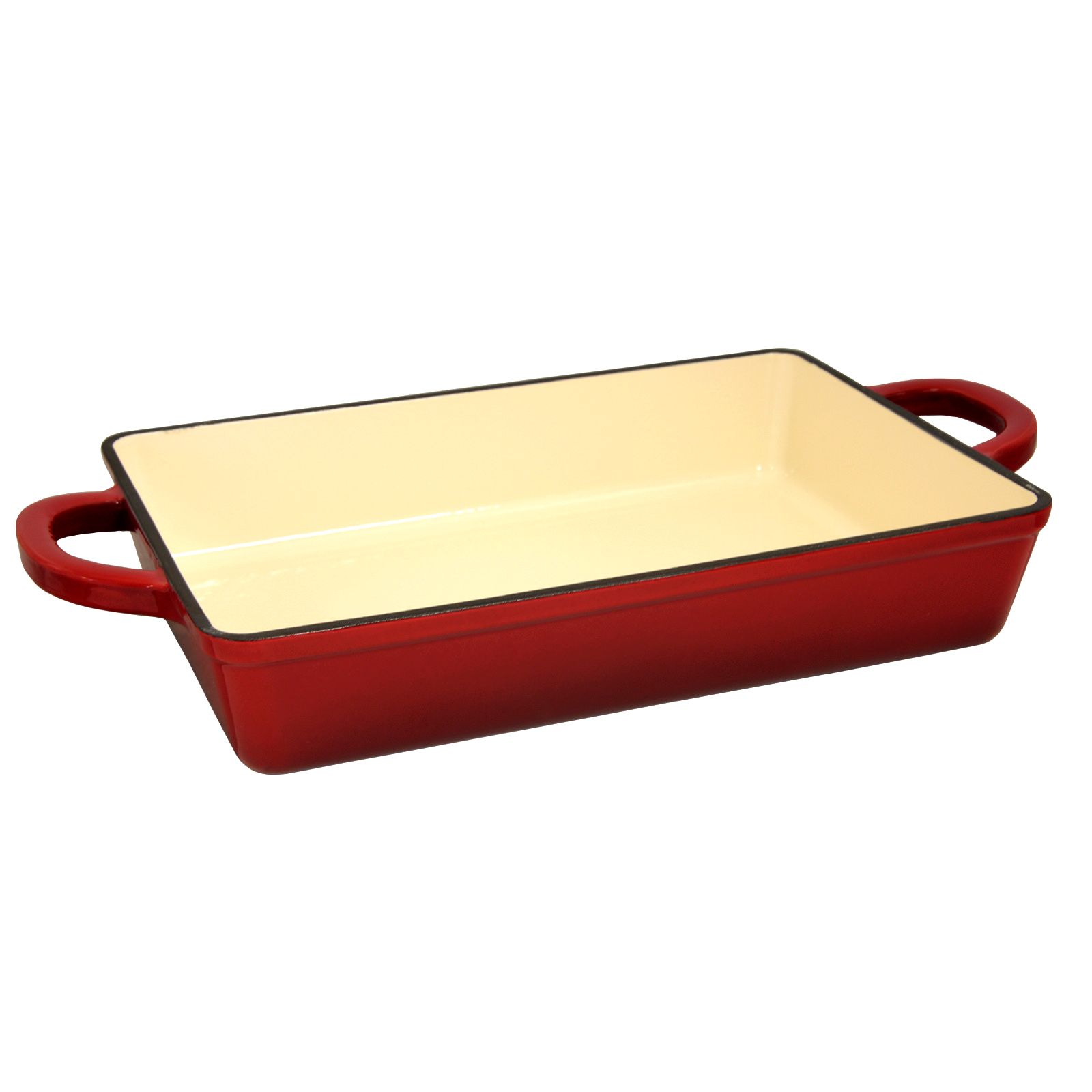 Crock-Pot Artisan Enameled Cast Iron Rectangular Lasagna Pan in Scarlet Red