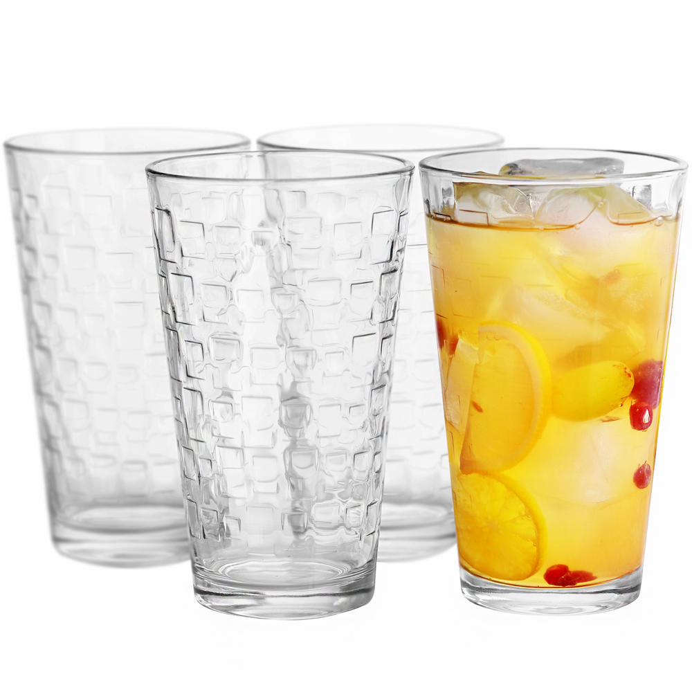 Gibson Home Great Foundations 4 piece 16 oz Square Embossed Glass ...