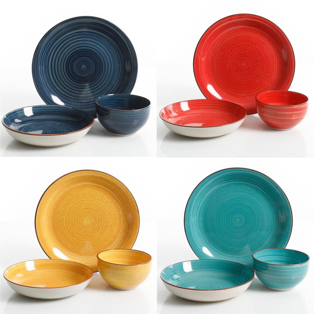 Gibson Home Color Speckle 12 Piece Mix and Match Double Bowl Dinnerware ...
