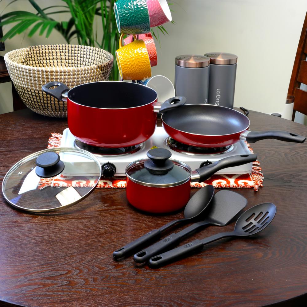 Gibson Home Palmer 8pc Cookware Set in Red