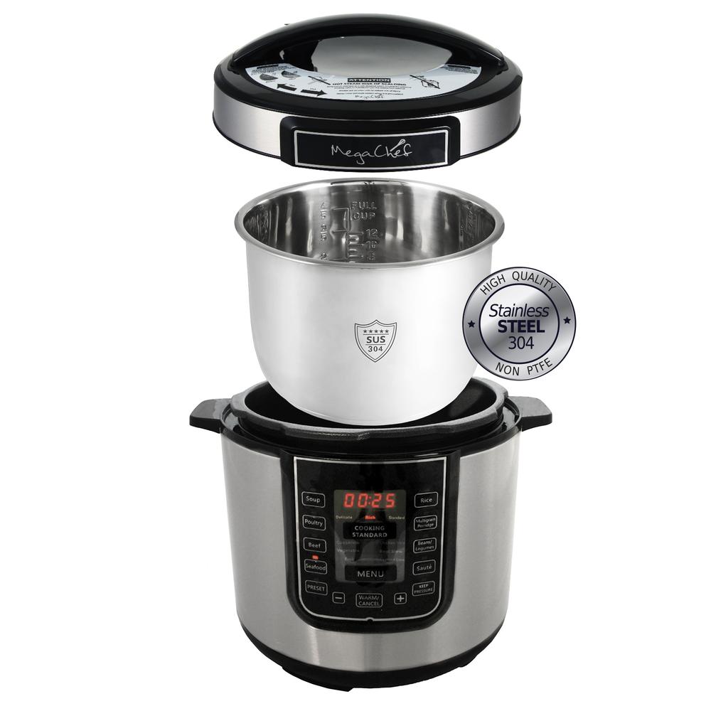 MegaChef 97099675M 6qt. Digital Pressure Cooker w/ 14 Multi Functions ...
