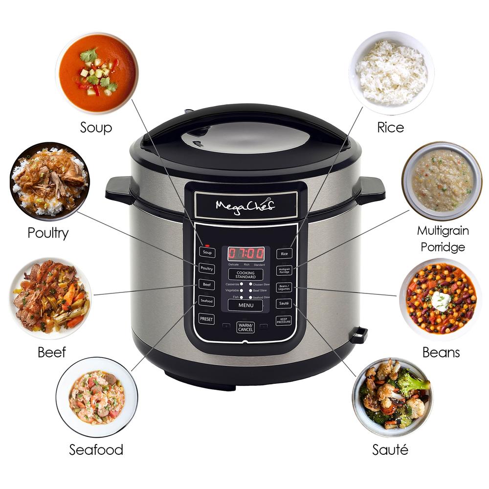 MegaChef 97099675M 6qt. Digital Pressure Cooker w/ 14 Multi Functions ...