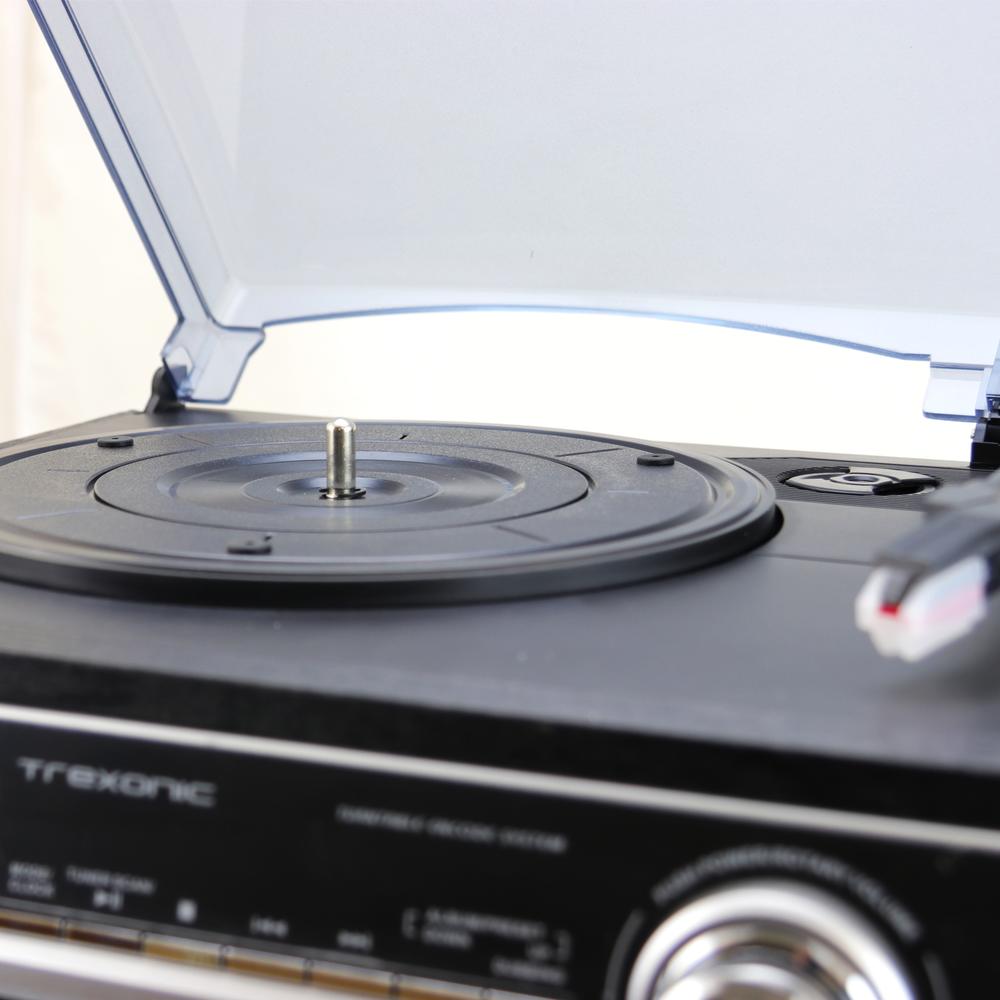 Trexonic 970104737M 3-Speed Turntable With CD Player, Double Cassette Player, Bluetooth, FM ...