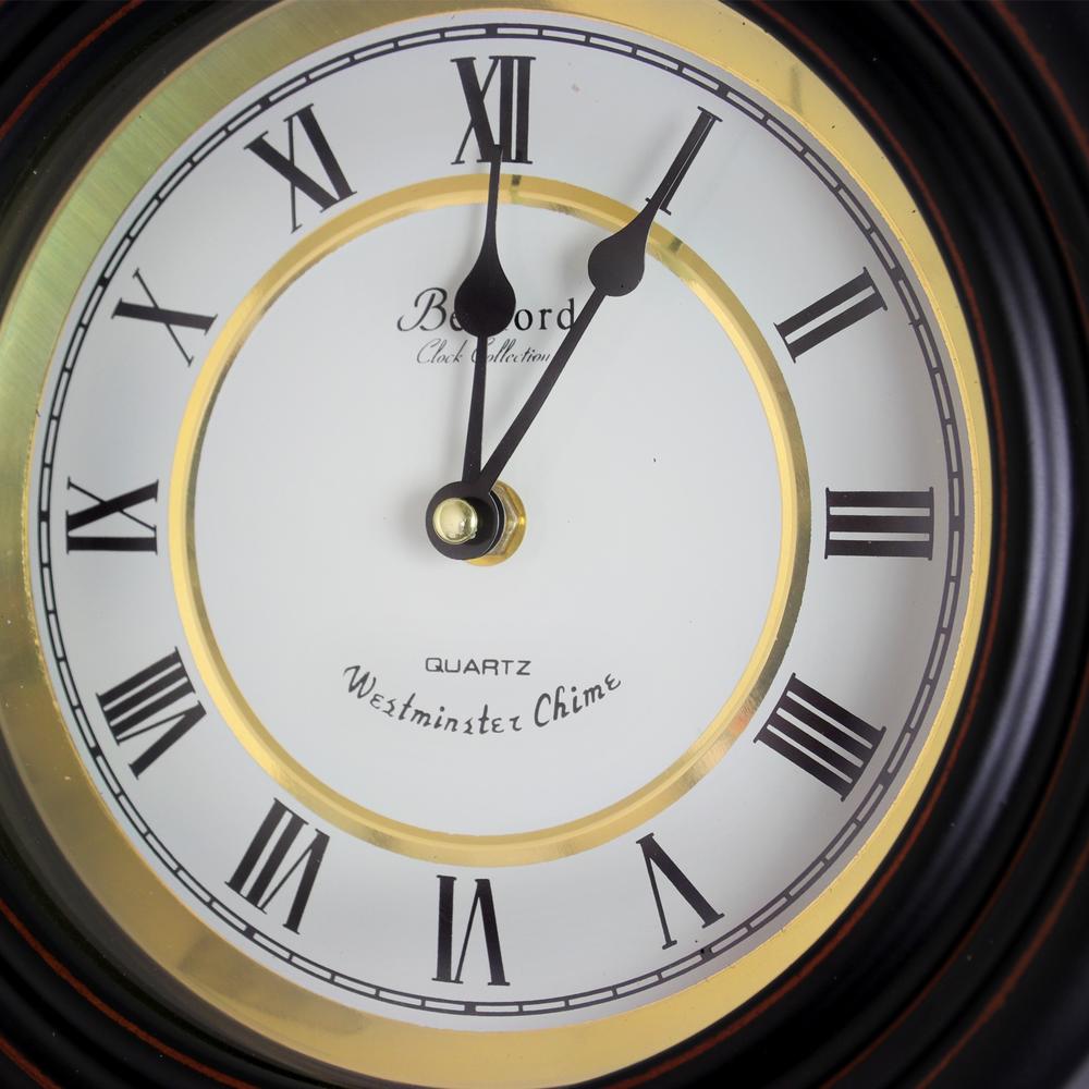 Bedford Clock Collection Black Round Head Style Wall Clock with Pendulum