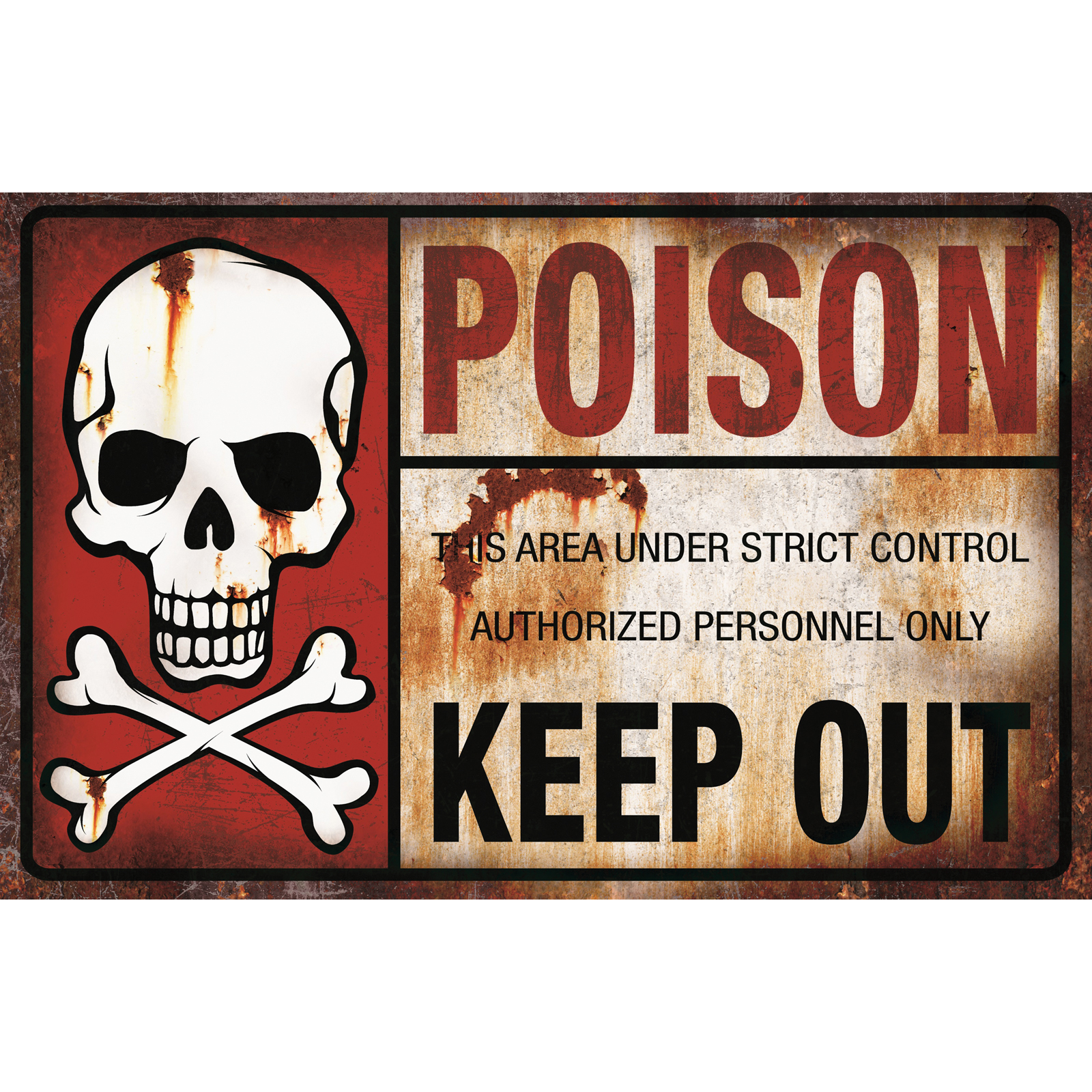 16.9" Poison Keep Out Metal Sign Halloween Decorations