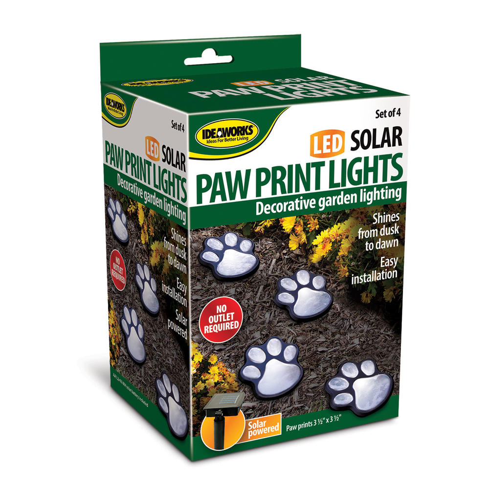 S/4 Solar Paw Print Lights JB7356 - Black