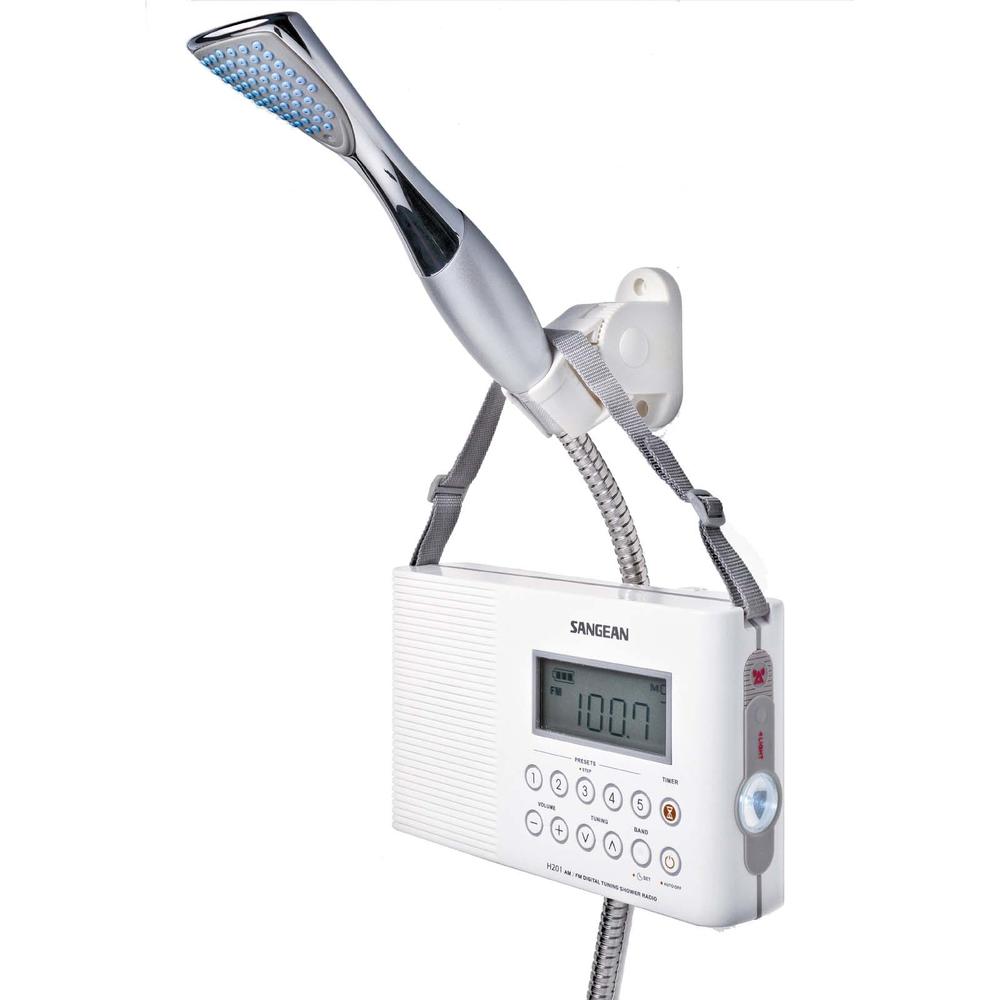 Sangean H-201 AH-201 AM/FM Digital Waterproof Shower Radio - White ...