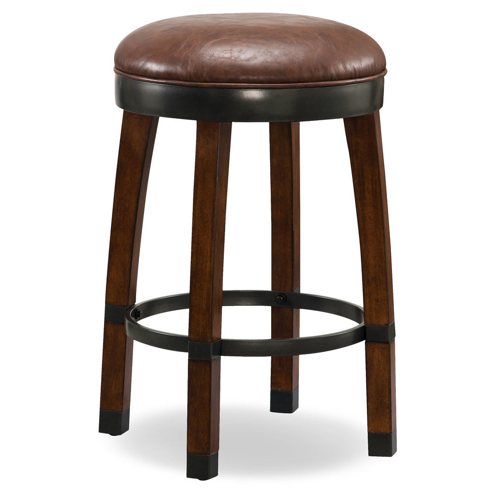 Leick Sienna Wood Cask Stave Counter Height Stool w/Sable Faux Leather ...