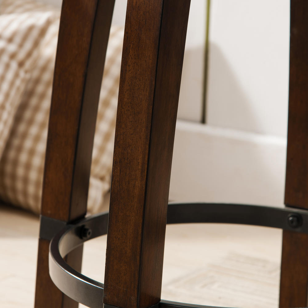 Leick Sienna Wood Cask Stave Counter Height Stool w/Sable Faux Leather ...