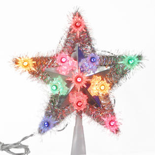 Trim A Home® Multi Colored Tinsel Star Christmas Tree Topper 10"- 11"