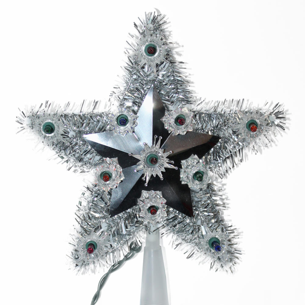 Trim A Home® Multi Colored Tinsel Star Christmas Tree Topper 10"- 11"