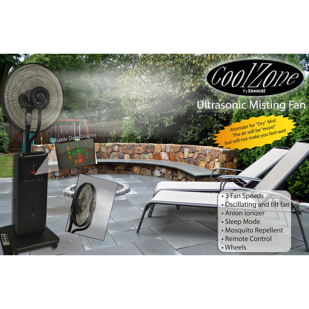 CoolZone by SUNHEAT 510200000 CZ500 Ultrasonic Misting Fan - Black
