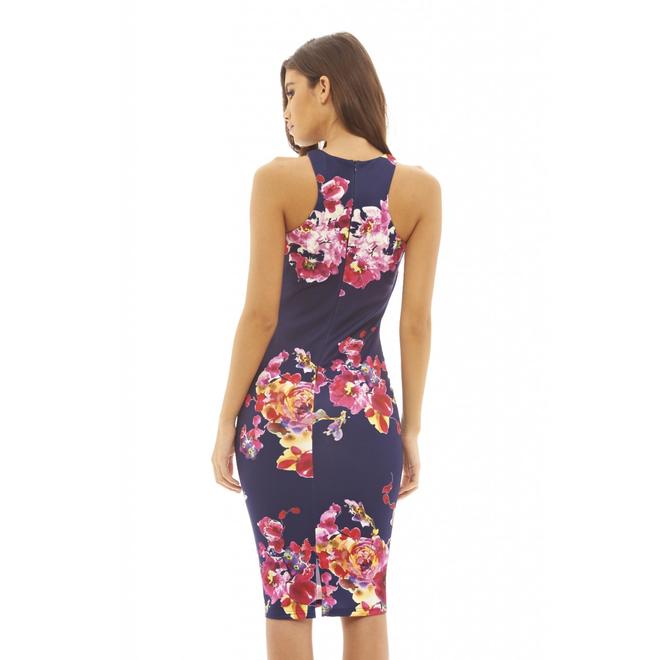 AX Paris Women's Floral Printed Bodycon Navy Dress - Online Exclusive