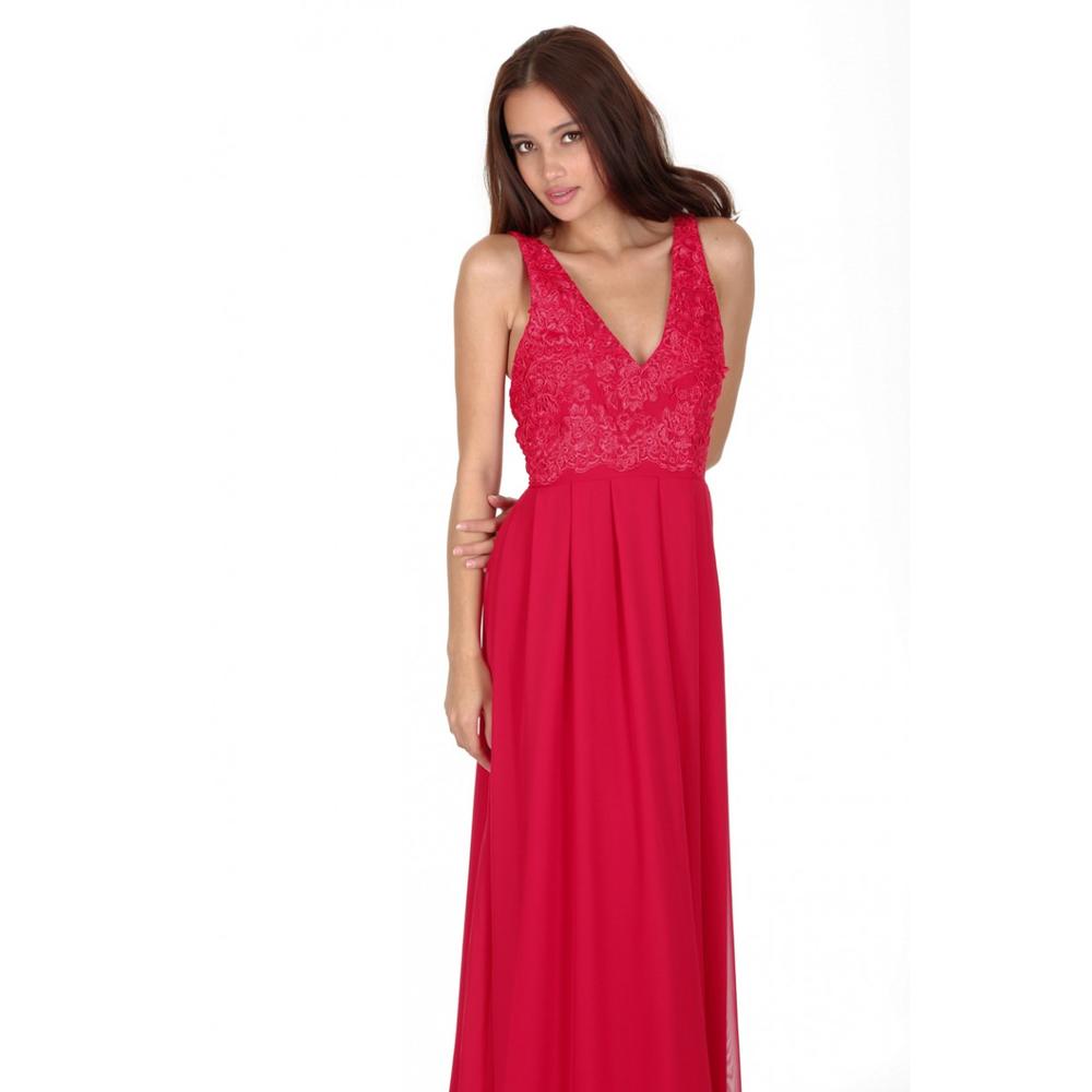 AX Paris Women's Red Lace Detailed Maxi Dress - Online Exclusive