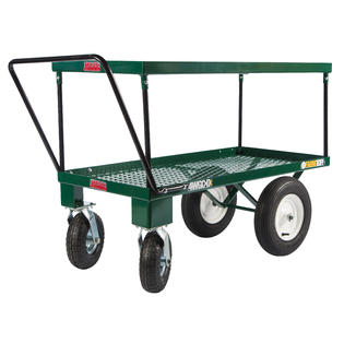MSI4WGCD Millside Metal Double Tier 4-Wheel Push Cart, Green