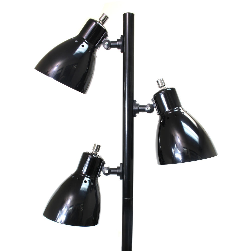Simple Designs 3-Light Tree Floor Lamp - Black Finish