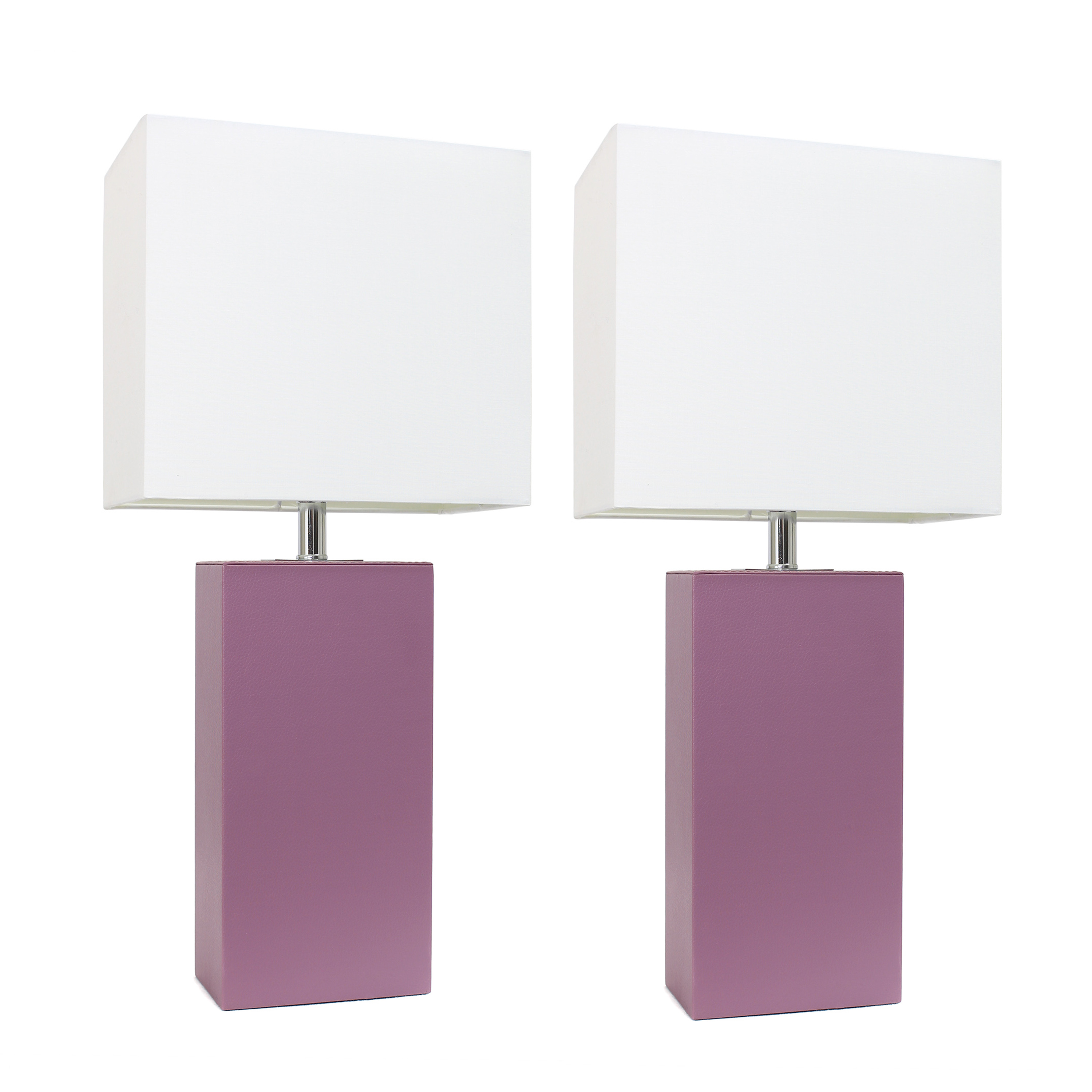 Elegant Designs 2 Pack Modern Leather Table Lamps with White Fabric ...