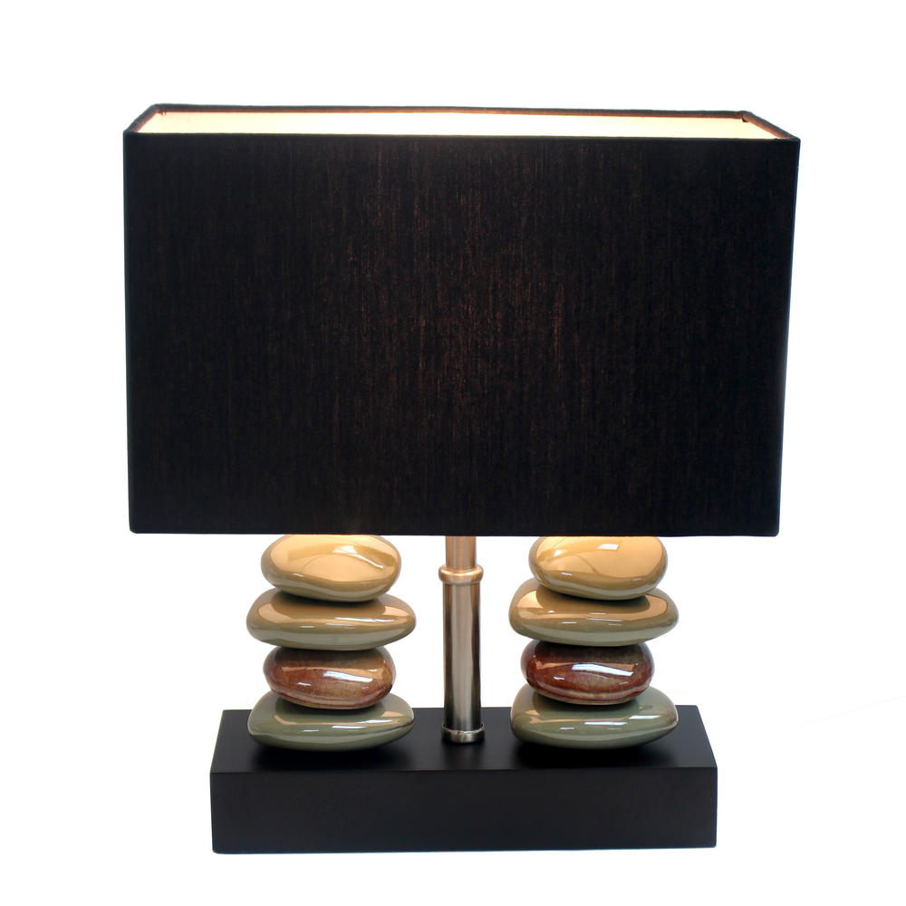 Elegant Designs Rectangular Dual Stacked Stone Ceramic Table Lamp with ...
