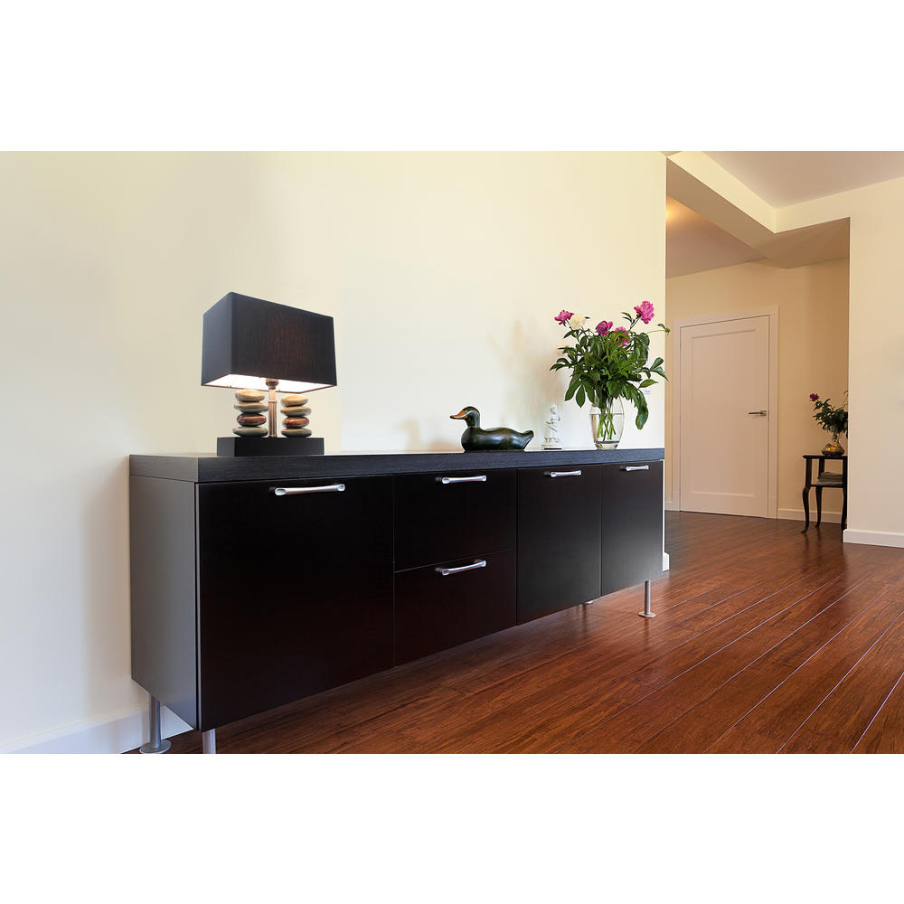 Elegant Designs Rectangular Dual Stacked Stone Ceramic Table Lamp with ...