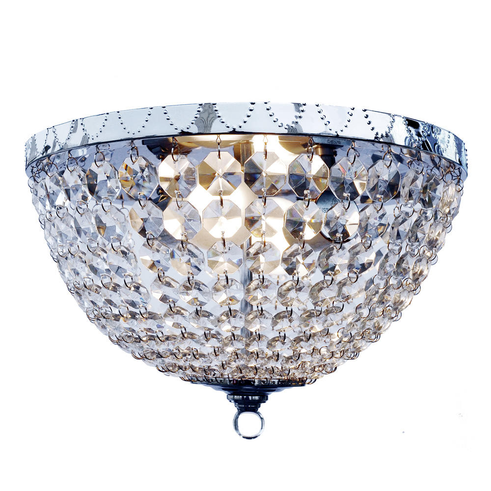 Elegant Designs 2 Light Victoria Crystal Rain Drop Ceiling Light Flush ...