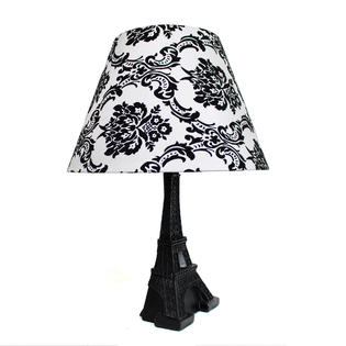 Simple Designs Eiffel Tower Paris Lamp with Black and White Damask ...