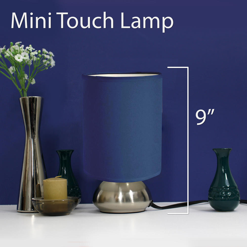 Simple Designs 2 Pack Mini Touch Lamp with Shiny Silver Metal base and ...