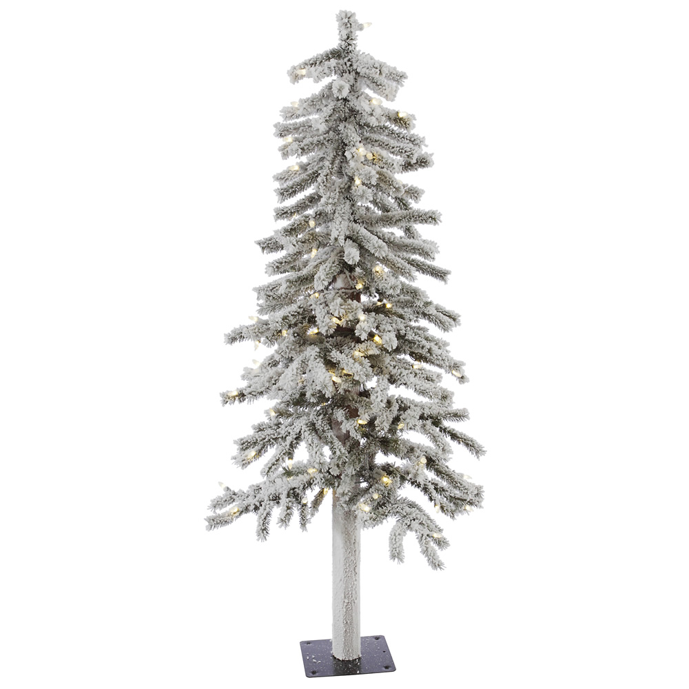 Vickerman 4' x 23" Flocked Alpine Tree with 100 Warm White LED Lights