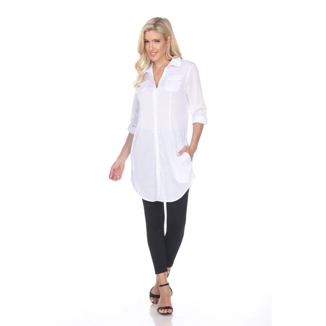White Mark Lakota Stretchy Button-Down Tunic