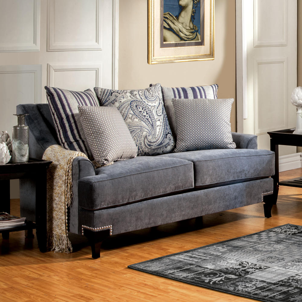 Furniture of America Slate Blue Naliz Premium Loveseat
