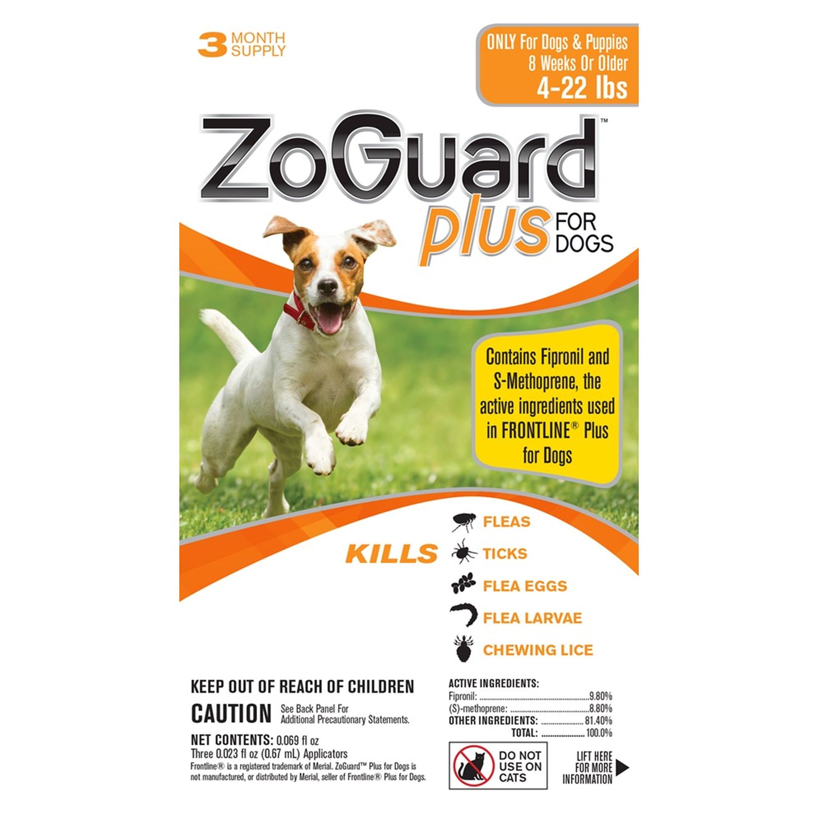 ZoGuard Plus for Dogs (4 - 22 lbs) Compare to Frontline® Plus