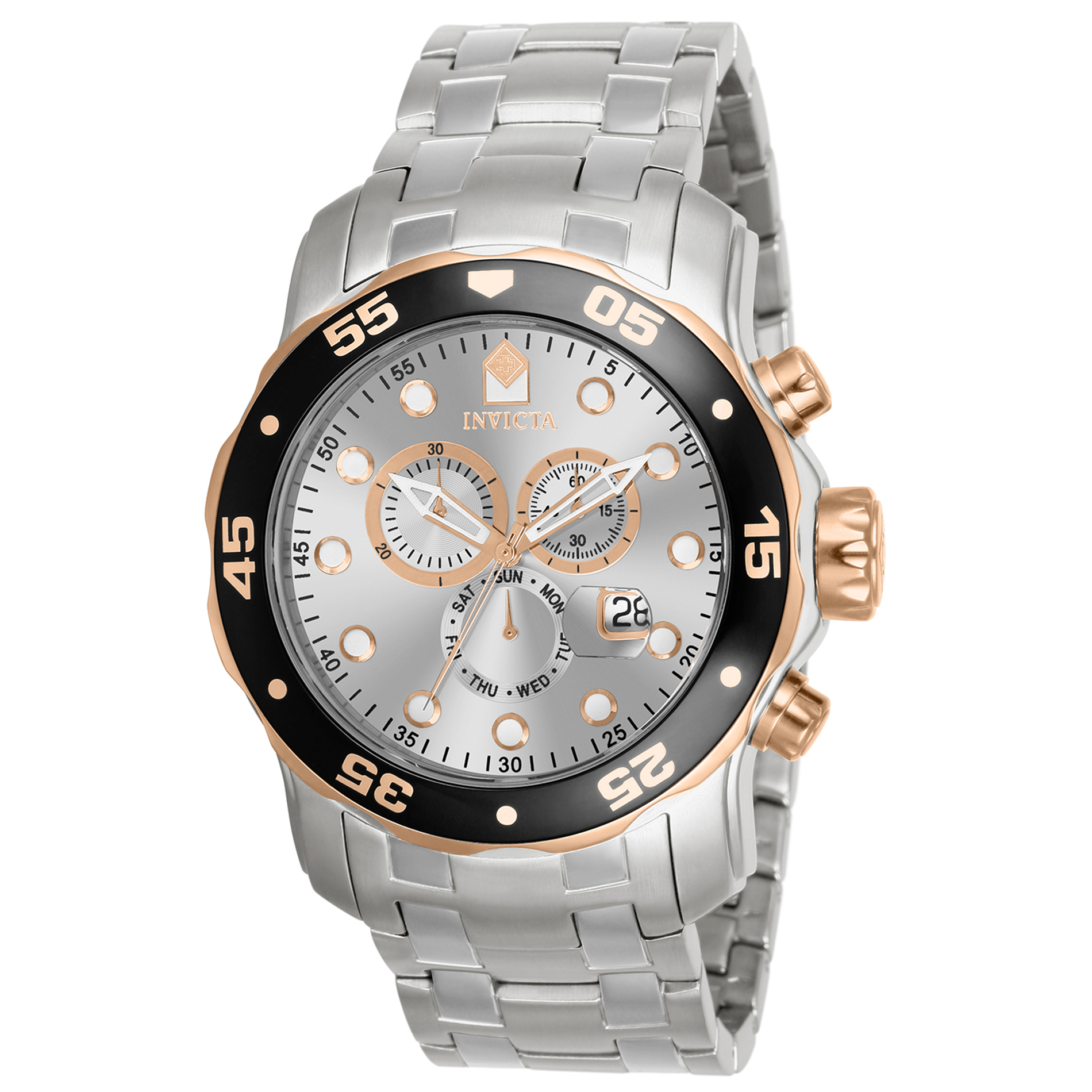 Invicta Pro Diver Men 48mm Stainless Steel Rose Gold + Stainless Steel ...