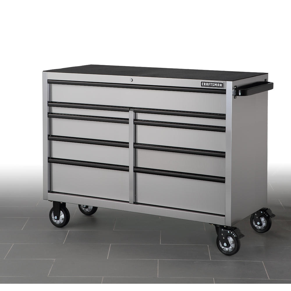 Craftsman 53" 9-Drawer Rolling Cabinet - Stainless Steel