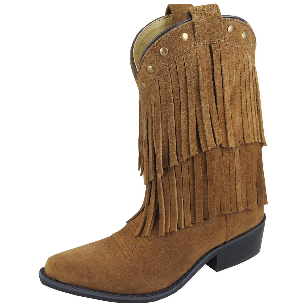 Smoky Mountain Boots Kid's Wisteria Brown Double Fringe Leather Cowboy Boot
