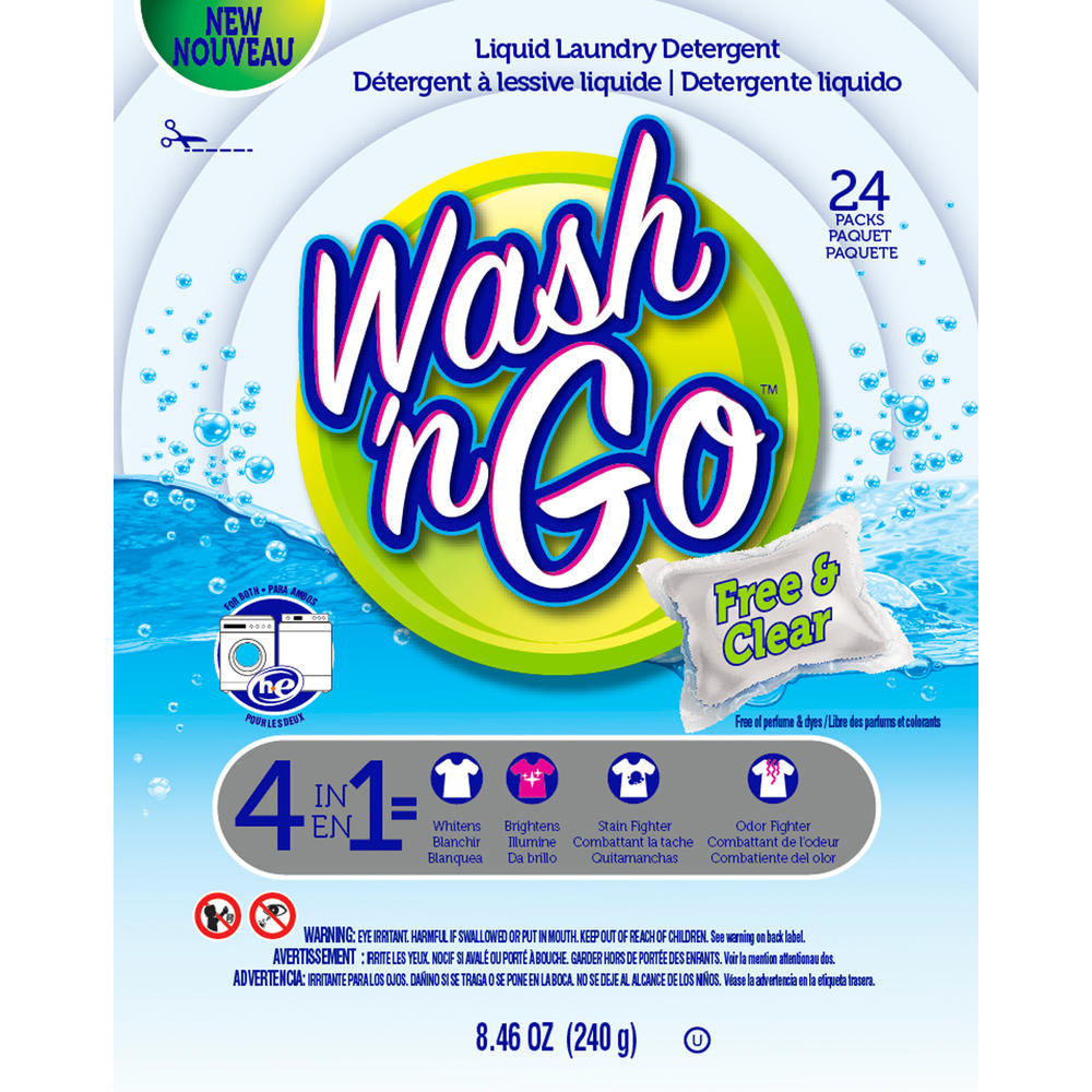 Wash 'n Go Free & Clear Liquid Detergent Pack, 8.46 Oz.